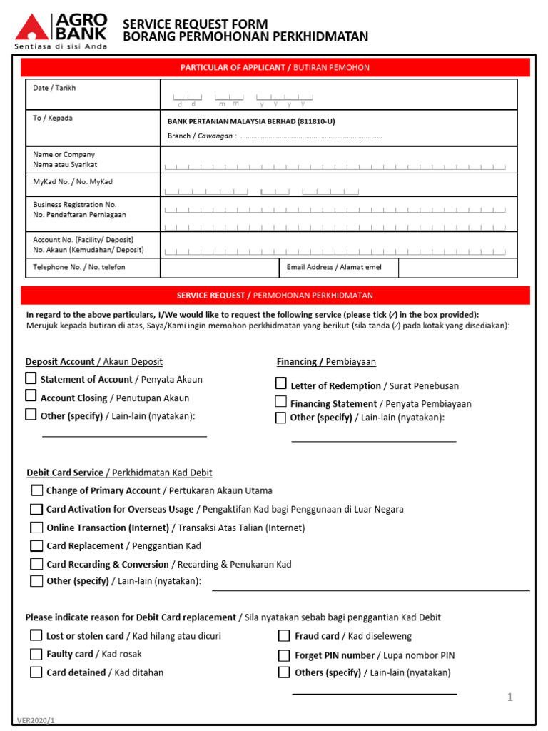 Borang Service Request Customer | PDF