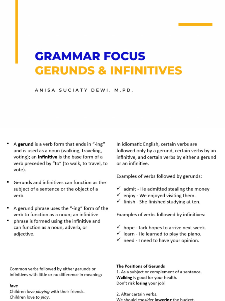 Gerunds and Infinitives | PDF | Verb | Noun