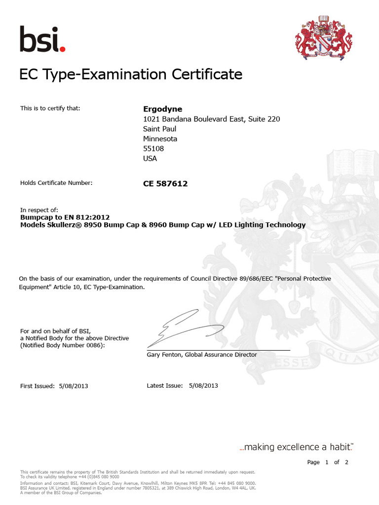 Skullerz 8950 - 8960 EN 812 Certificate | PDF