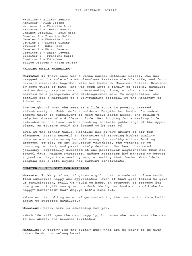 EDITED The Necklace Script | PDF | Lifestyle