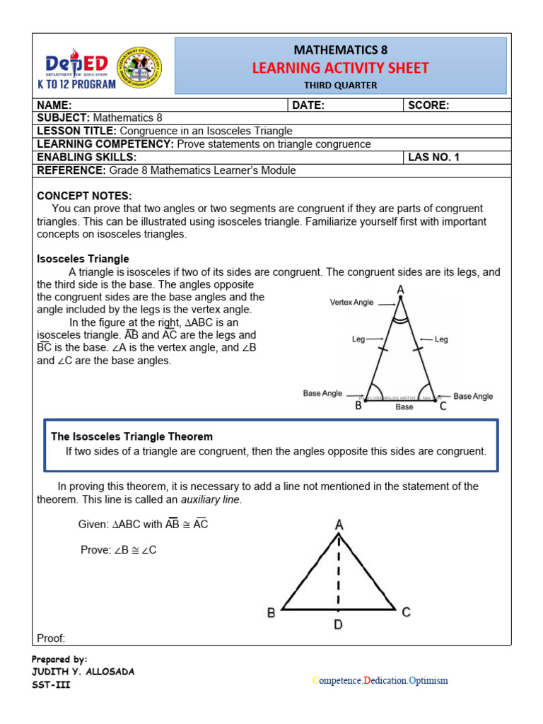 Isosceles Triangle Congruence Proofs | PDF | Triangle | Mathematics