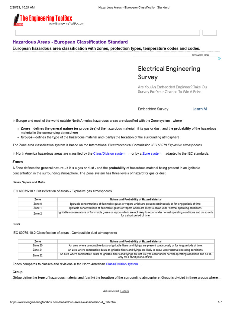 Hazardous Areas - European Classification Standard | PDF | Gases