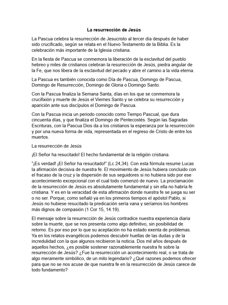 Fe y Razón en la Resurrección | PDF | Pascua de Resurrección | La ...