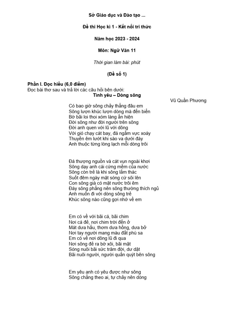 Văn hk1 11 Ctrinh M I | PDF