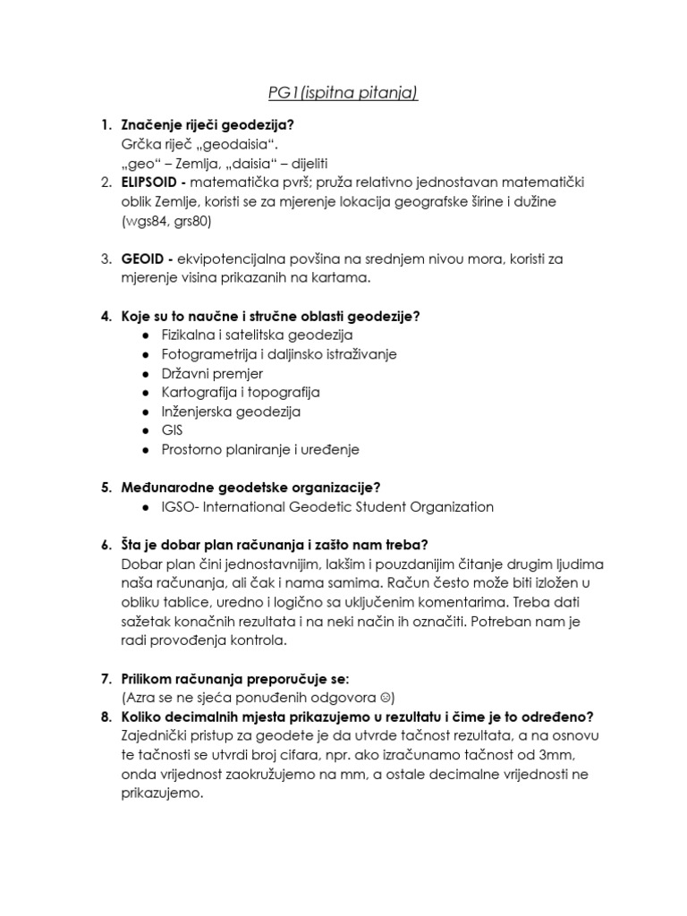 PG1 (Ispitna Pitanja) | PDF