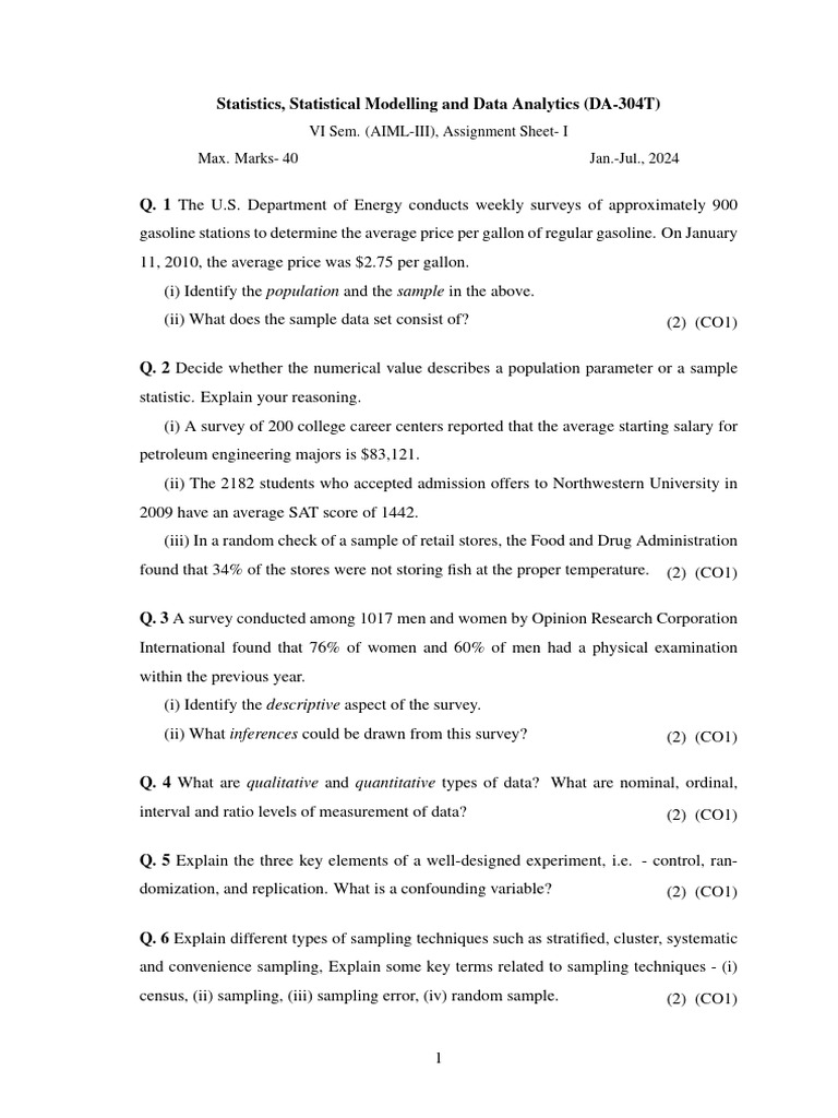 Assignment 1 | PDF | Standard Deviation | Variance