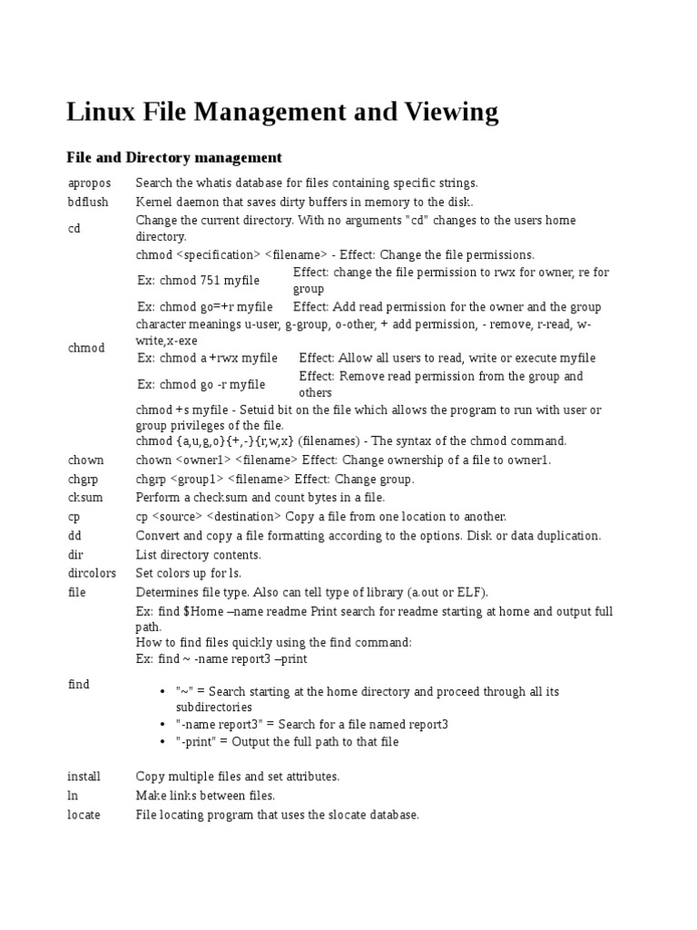 File Management And Viewing Tools A Guide To Linux Commands For Directory Navigation File 