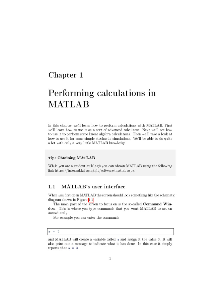 Matlab Chapter1 Pdf Matrix Mathematics Euclidean Vector 