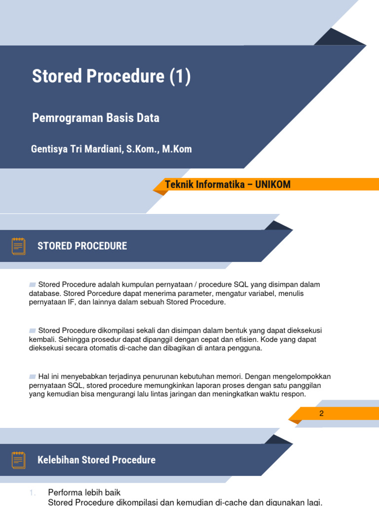 Pertemuan10 - Membuat Stored Procedure (1) | PDF | Bisnis | Teknologi & Rekayasa