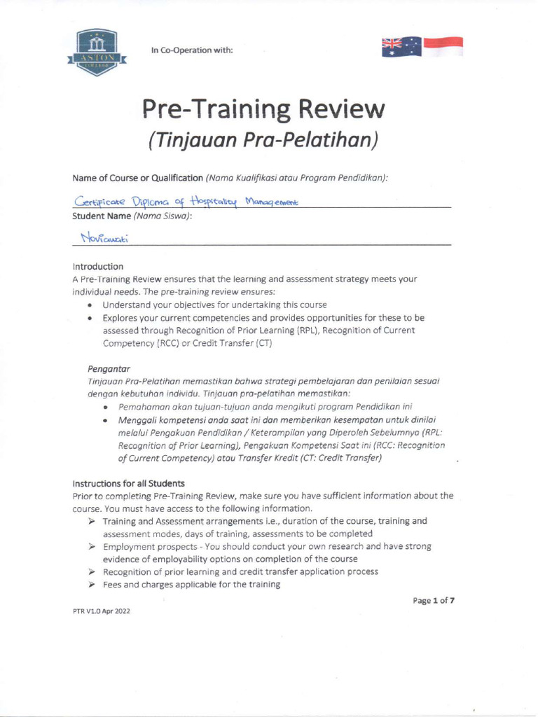 Pre-Training Review - Noviawati - Compressed | PDF