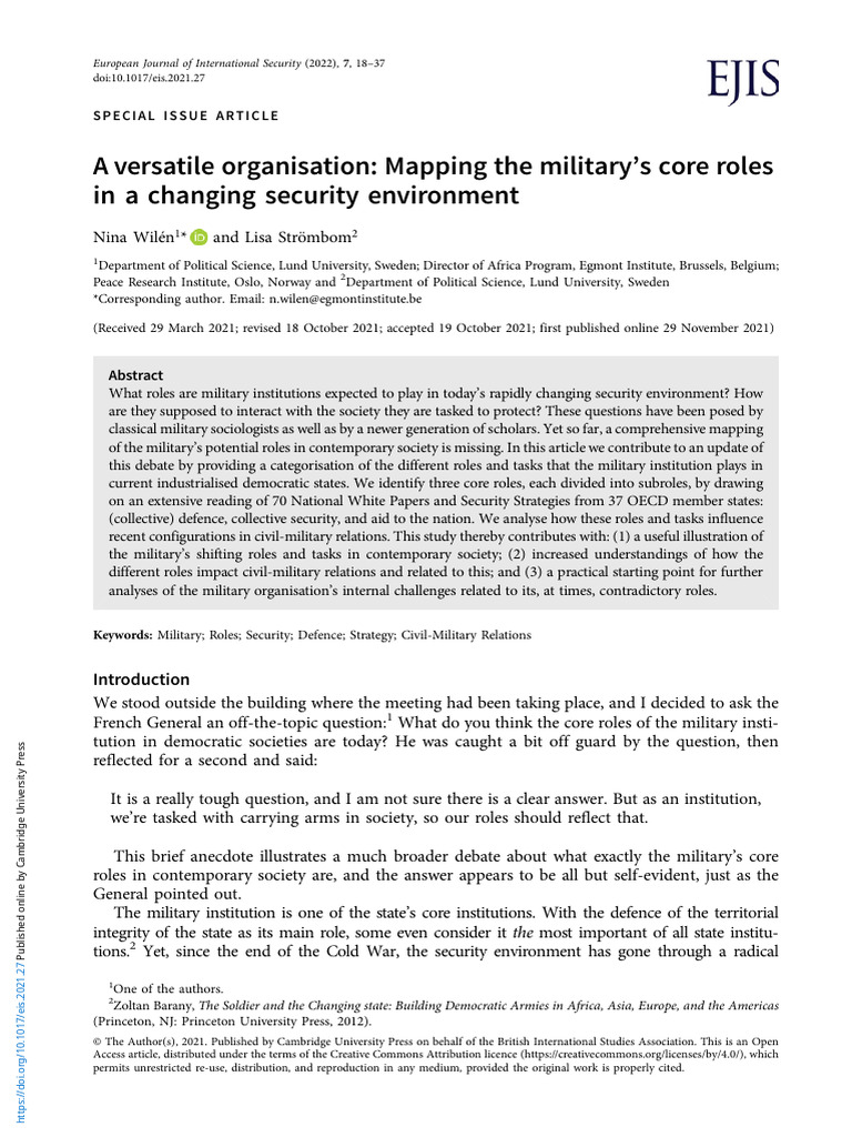 Military Roles Changing Environment | PDF | Military | Civil–Military ...