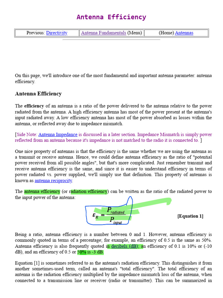 Antenna Efficiency | PDF | Antenna (Radio) | Electrical Resistivity And ...