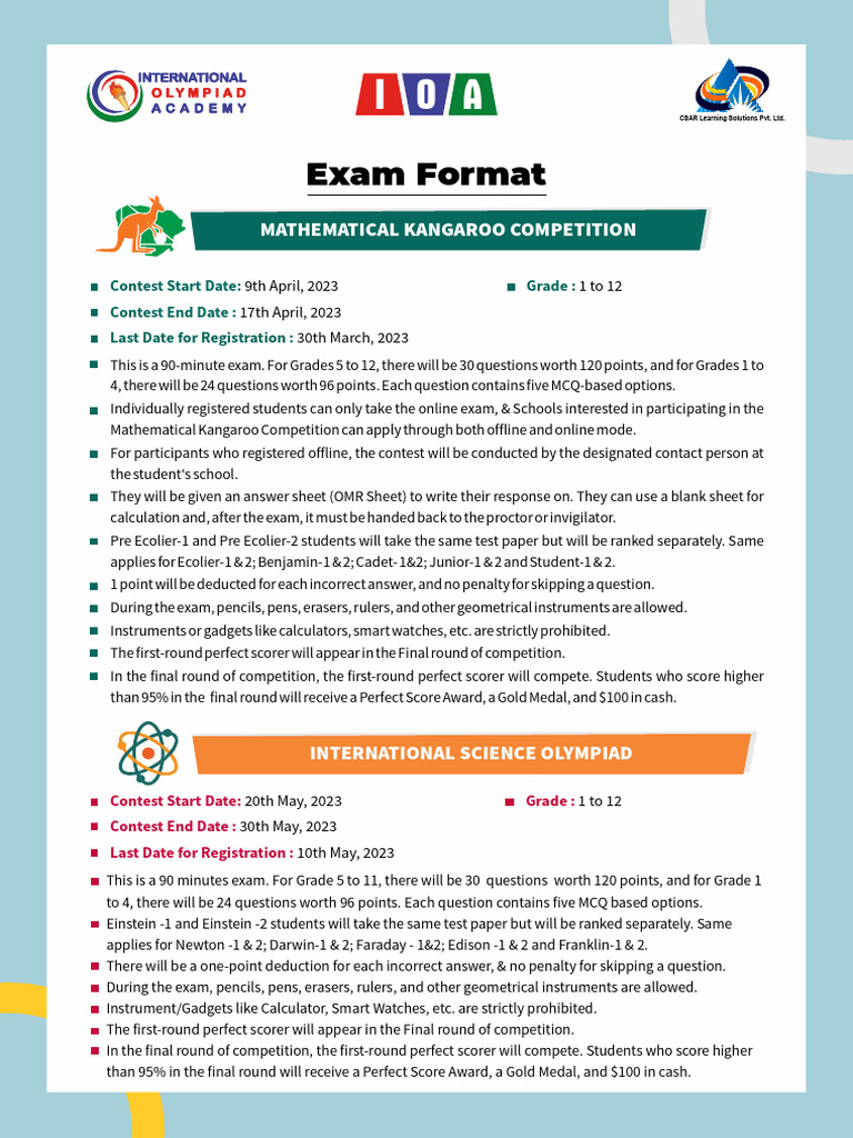 Exam Schedule and Format 2022-202330.1.23 | PDF | Multiple Choice | Science