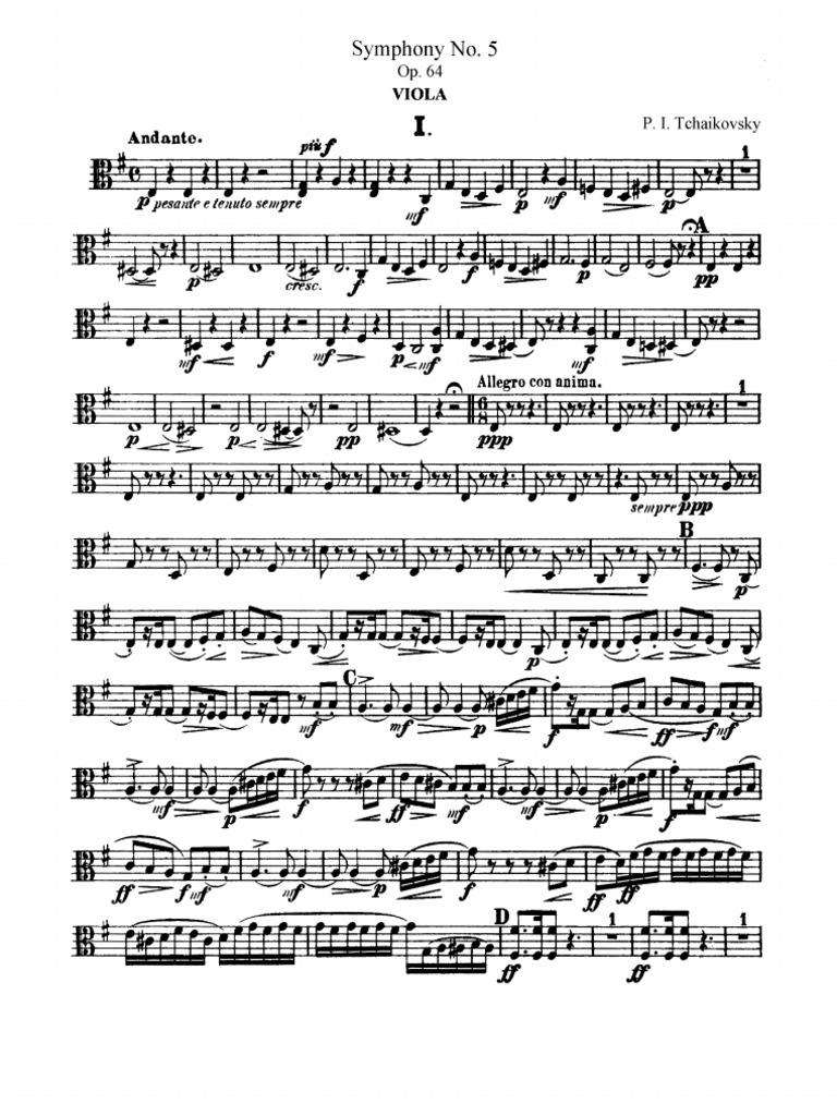 Tchaik Symphony 5 Jurgenson - Violas | PDF