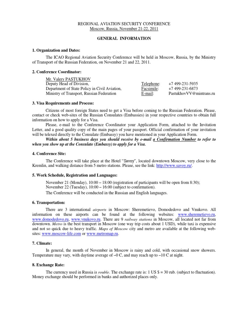 General Information Moscow 2011 | PDF | Moscow | Travel Visa