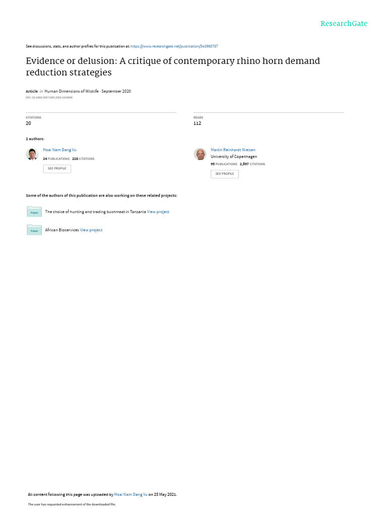 Evidence or Delusion: A Critique of Contemporary Rhino Horn Demand ...