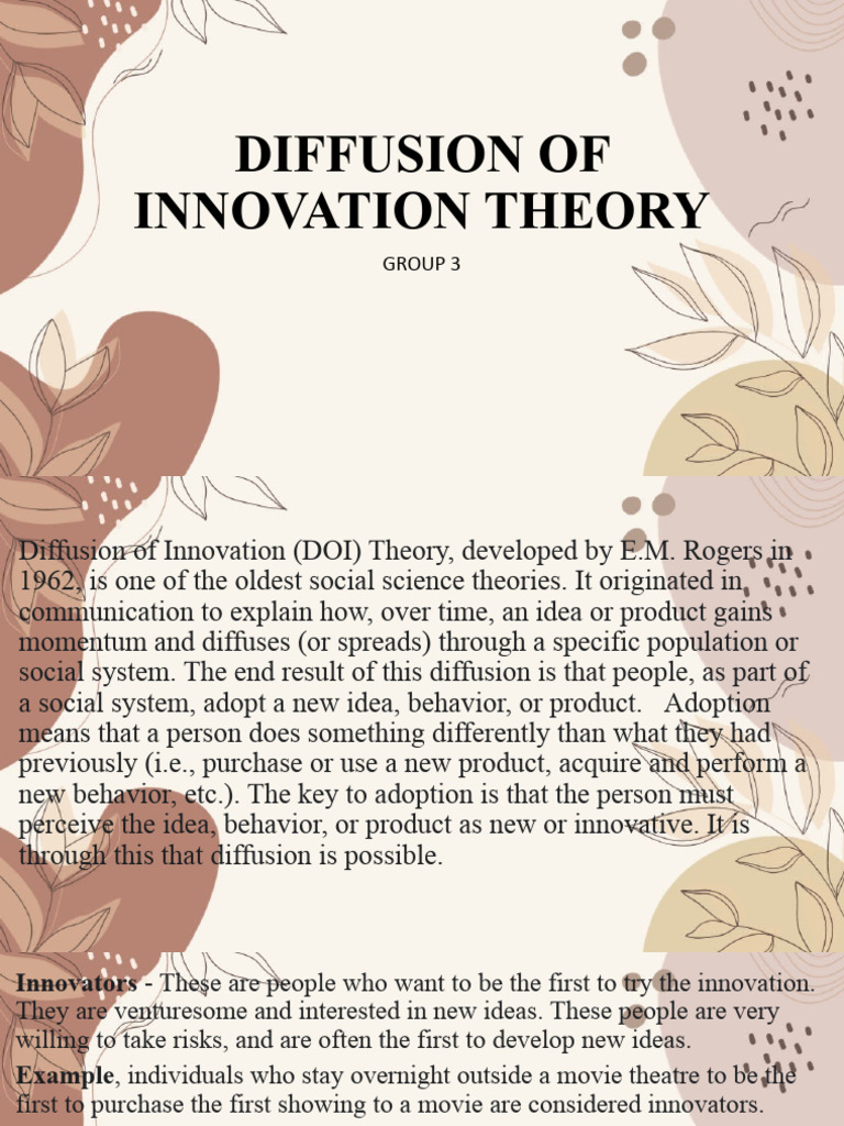 Diffusion of Innovation Theory GRP3 | PDF | Innovation | Marketing