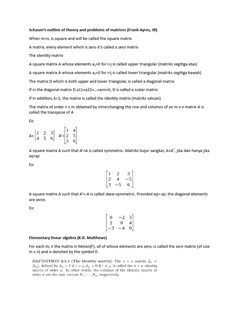 Matrix | Download Free PDF | Matrix (Mathematics) | Functions And Mappings