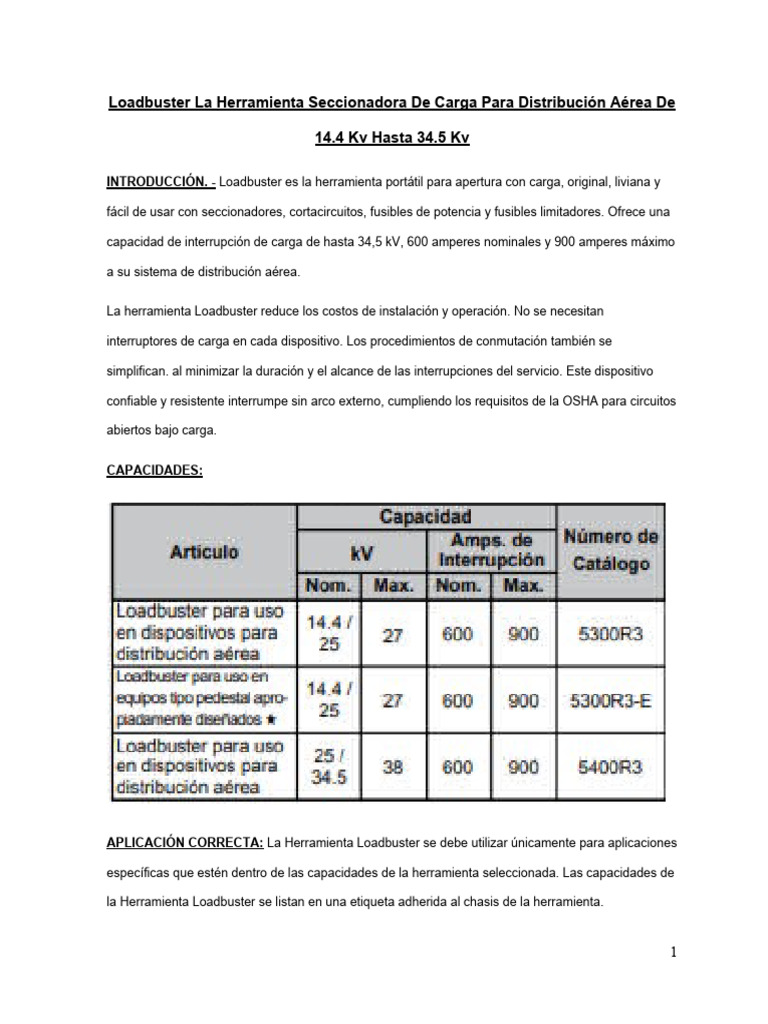 Perdiga Loadbuster | PDF | Fusible (Eléctrico) | Transformador
