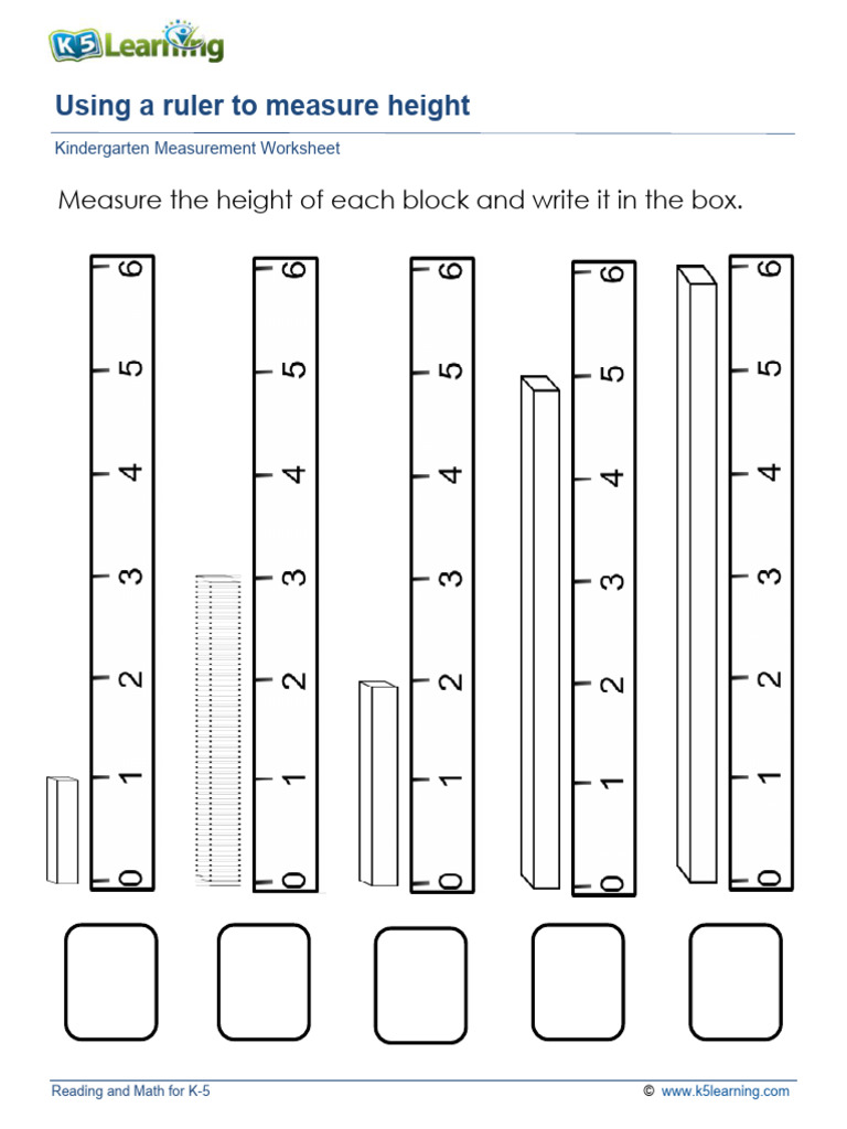 Kindergarten Measurement Worksheets Ruler 4 | PDF