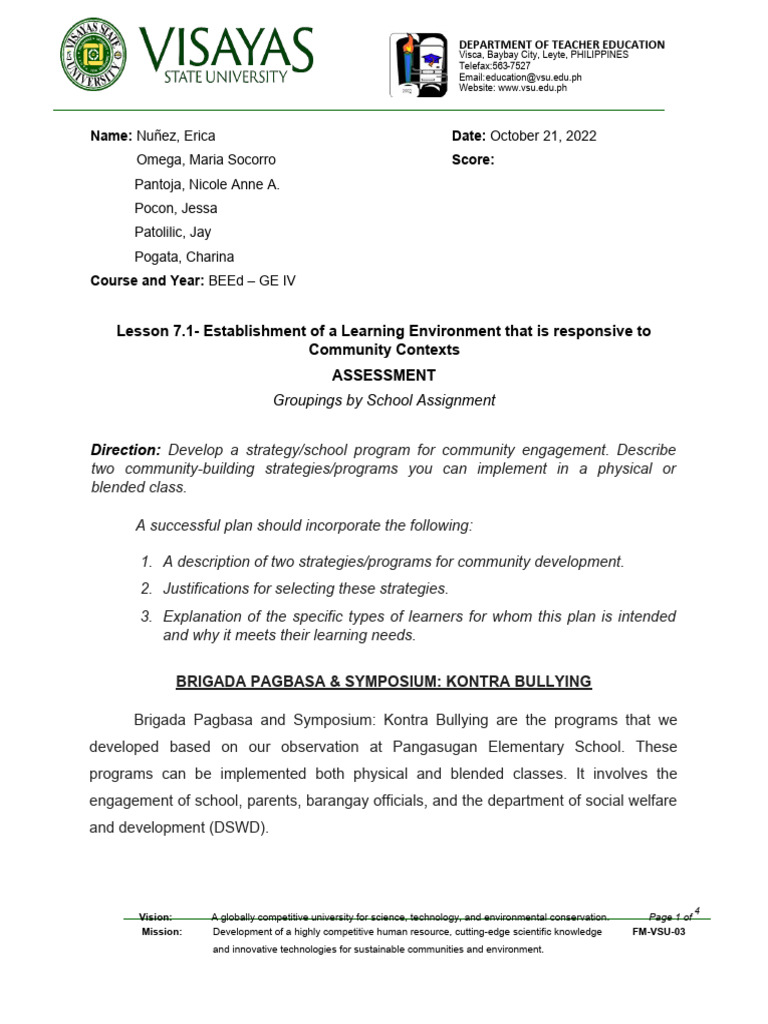 Omega, Learning Assessment 7.1 | PDF | Bullying | Learning