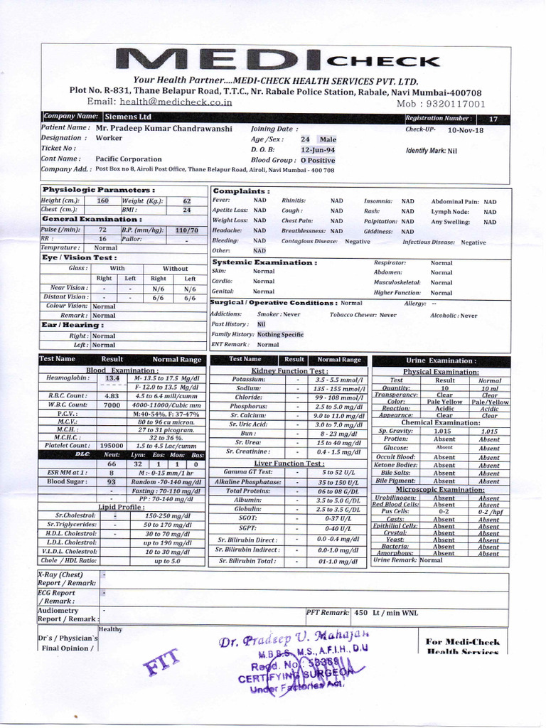 Medical Report Siemens Airoli | PDF