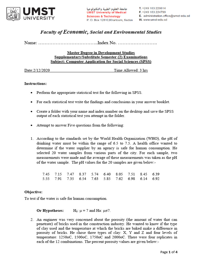 Supplementary SPSS EXAM | PDF | Science