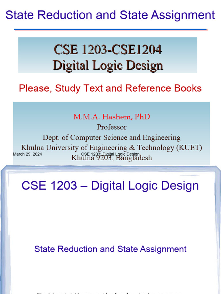 CSE 1203 State Reduction and Assignment | Download Free PDF | Logic ...