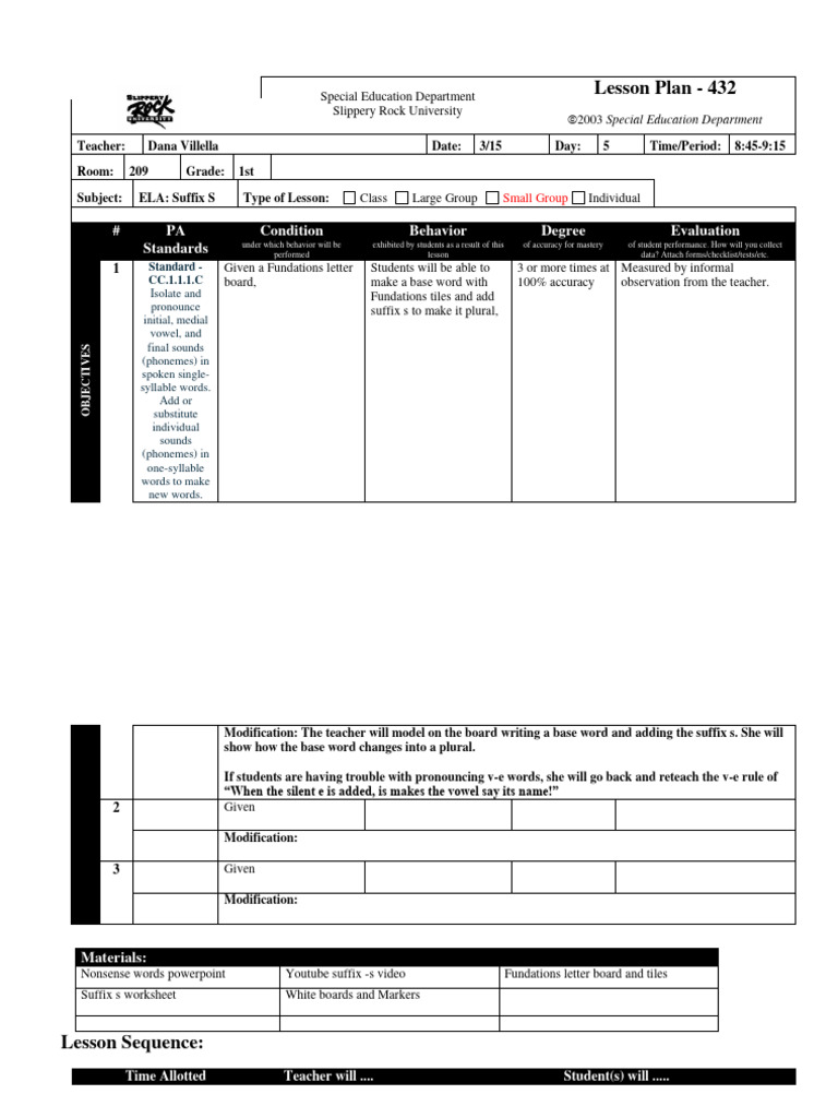 suffix s lesson plan | PDF | Word | Teachers