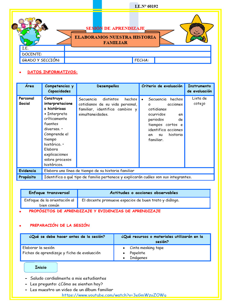 CONOCEMOS LA HISTORIA DE NUESTRA FAMILIA | PDF | Evaluación | Aprendizaje