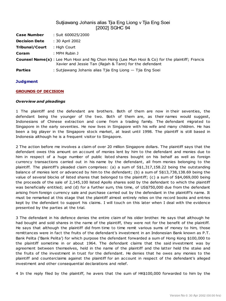 (2002) SGHC 94 | PDF | Cheque | Banks