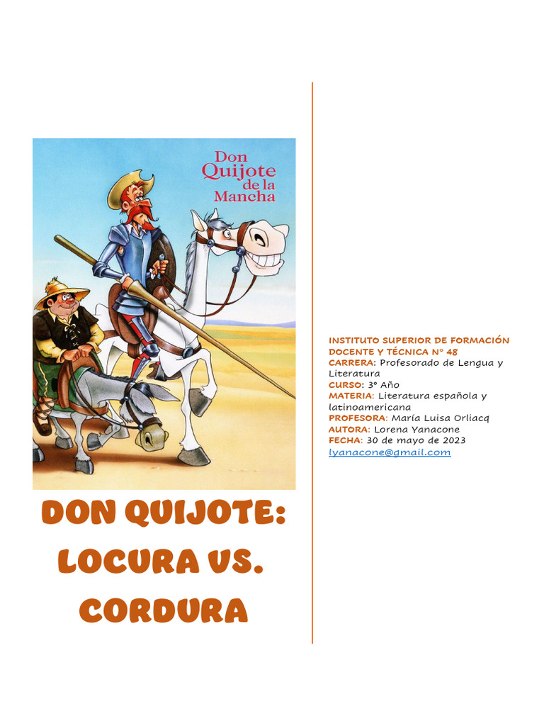 Don Quijote: Locura y Cordura Analizadas | PDF | Don Quijote | Miguel ...