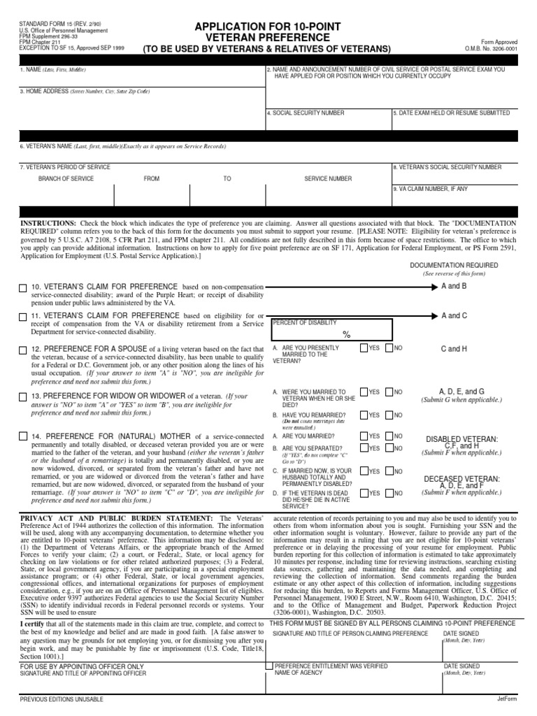 SF 15 | PDF | Military Discharge | United States Department Of Veterans ...