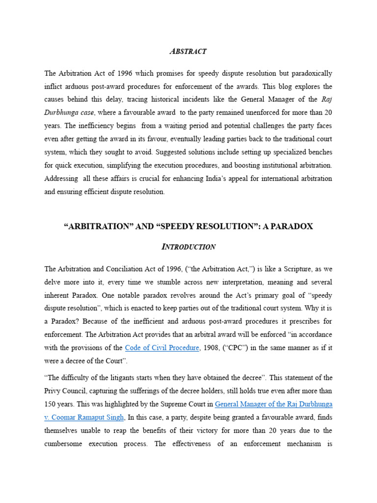 Writing Sample | PDF | Arbitration | Dispute Resolution