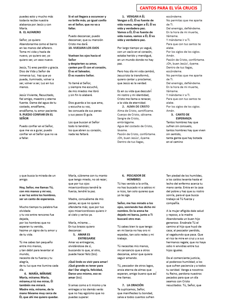 Cantos para El Via Crucis | PDF | Cristo (título) | Amor