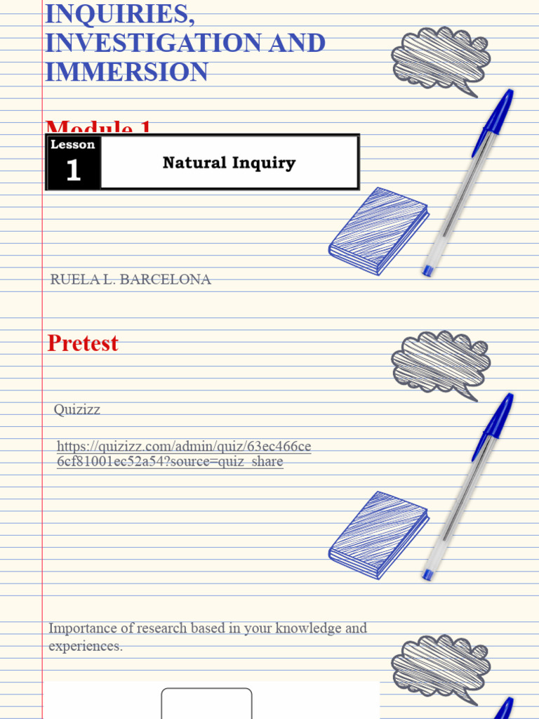 Inquiries Investigation and Immersion Module 1 1 | PDF | Knowledge | Theory