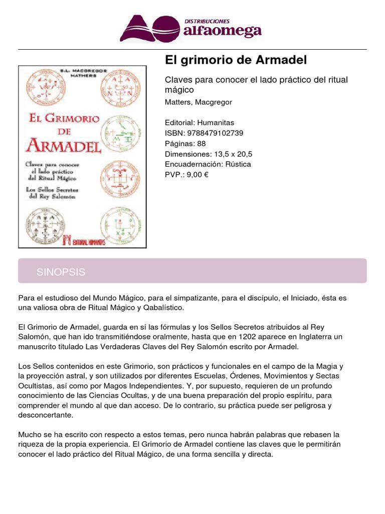 Grimorio de Armadel: Ritual Mágico Práctico | PDF