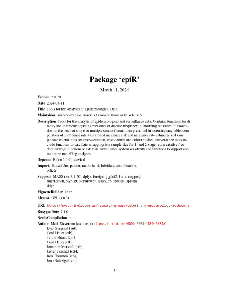 Package Epir | PDF | Odds Ratio | Medical Statistics