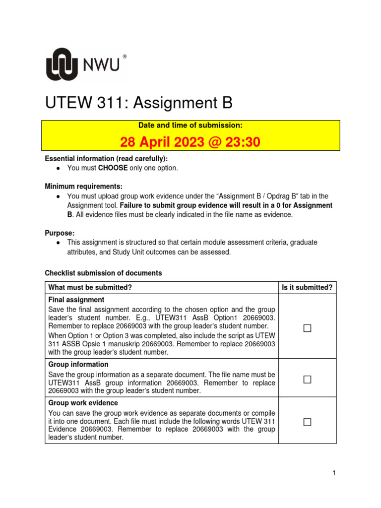 2023-04-18 UTEW 311 Assignment B Instructions Fin | PDF | Critical ...