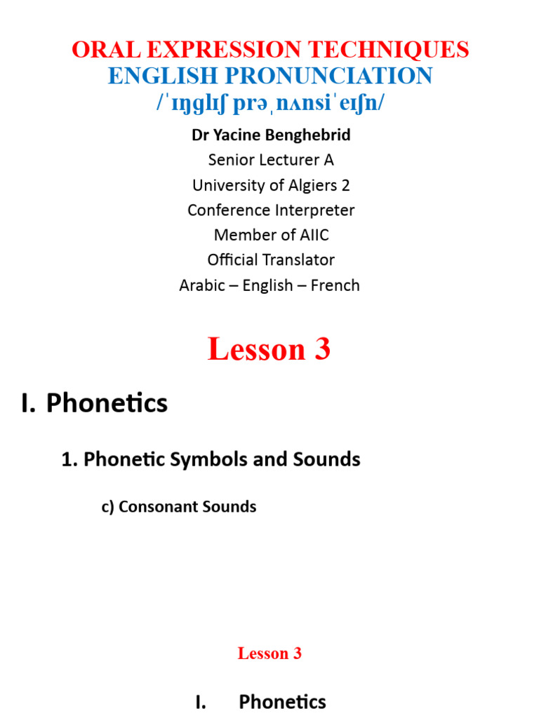 Lesson 3 - Phonetic Symbols and Sounds (Consonants) | PDF | Phonetics | Consonant