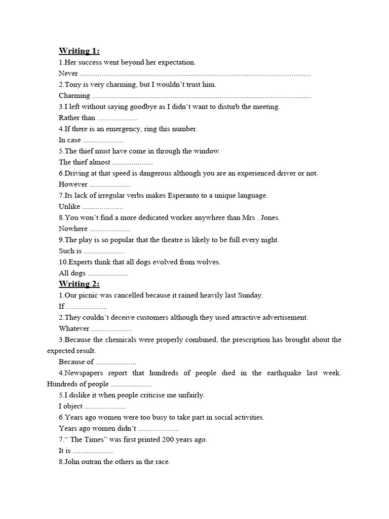 120 Câu Writing Ôn HSG Anh | PDF