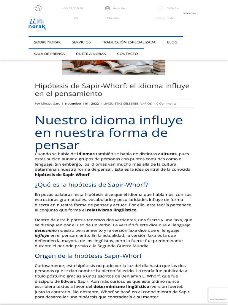 Hipótesis de Sapir-Whorf_ el idioma influye en el pensamiento _ NORAK ... Hipótesis de Sapir-Whorf_ el idioma influye en el pensamiento _ NORAK ...