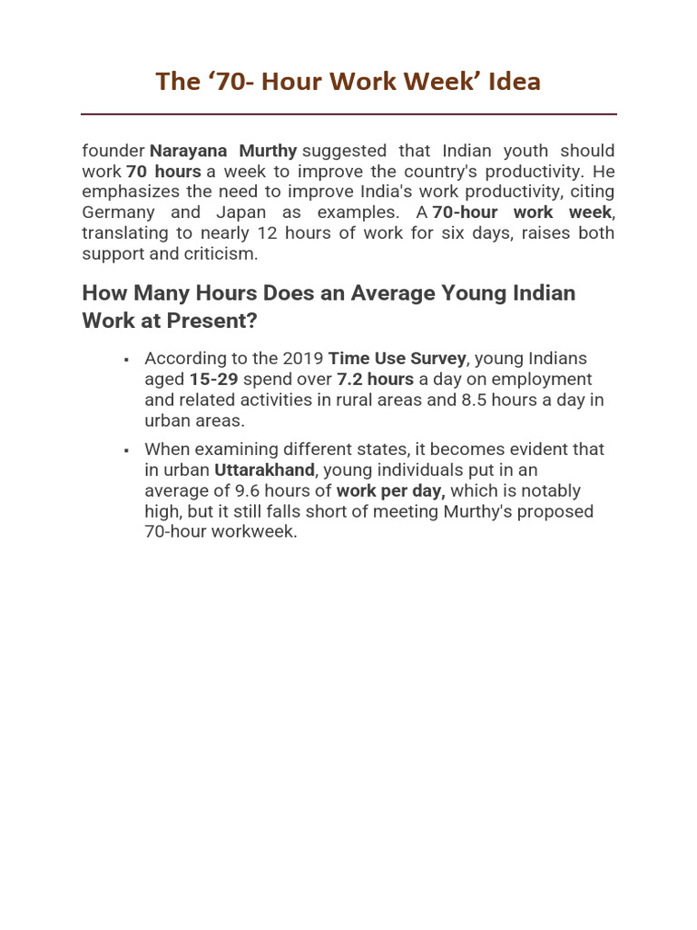 The 70 Hour Work Week' Idea | PDF | Working Time | Startup Company