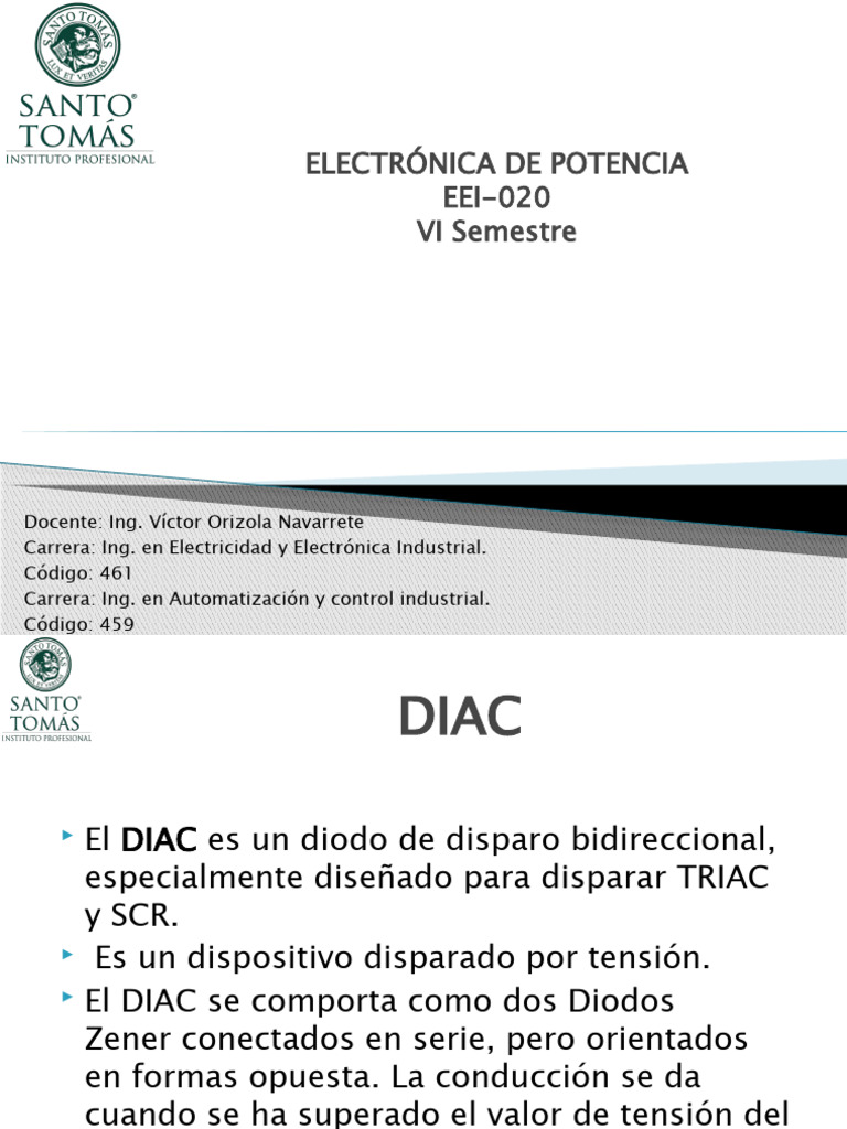 Funcionamiento del DIAC y TRIAC en Electrónica | PDF