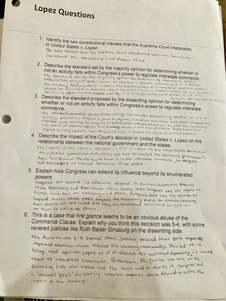 Us Vs Lopez Questions | PDF