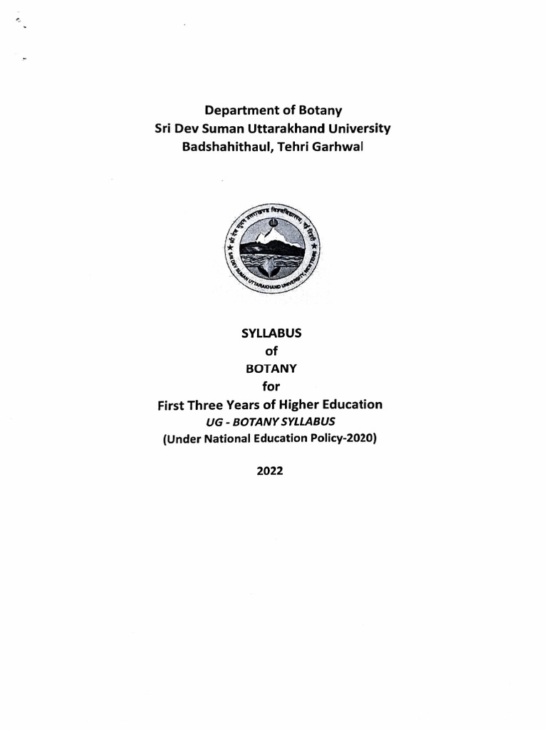 Botany Syllabus NEP-2020 SDSUV PDF | PDF