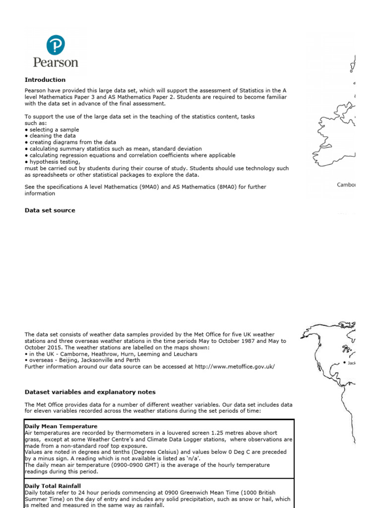 Pearson Edexcel GCE As and AL Mathematics Data Set - Issue 1 | PDF ...