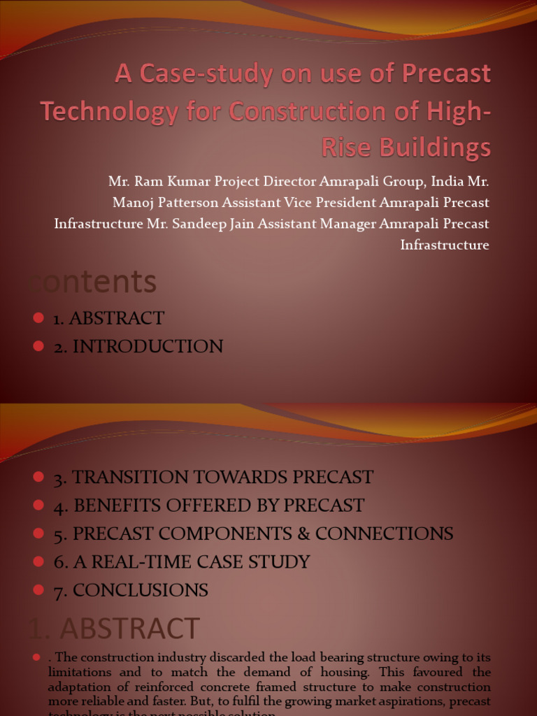 Precast Technology Mini Project Sid 1111 | PDF | Precast Concrete ...