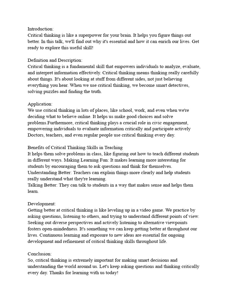 Critical Thinking Text | PDF