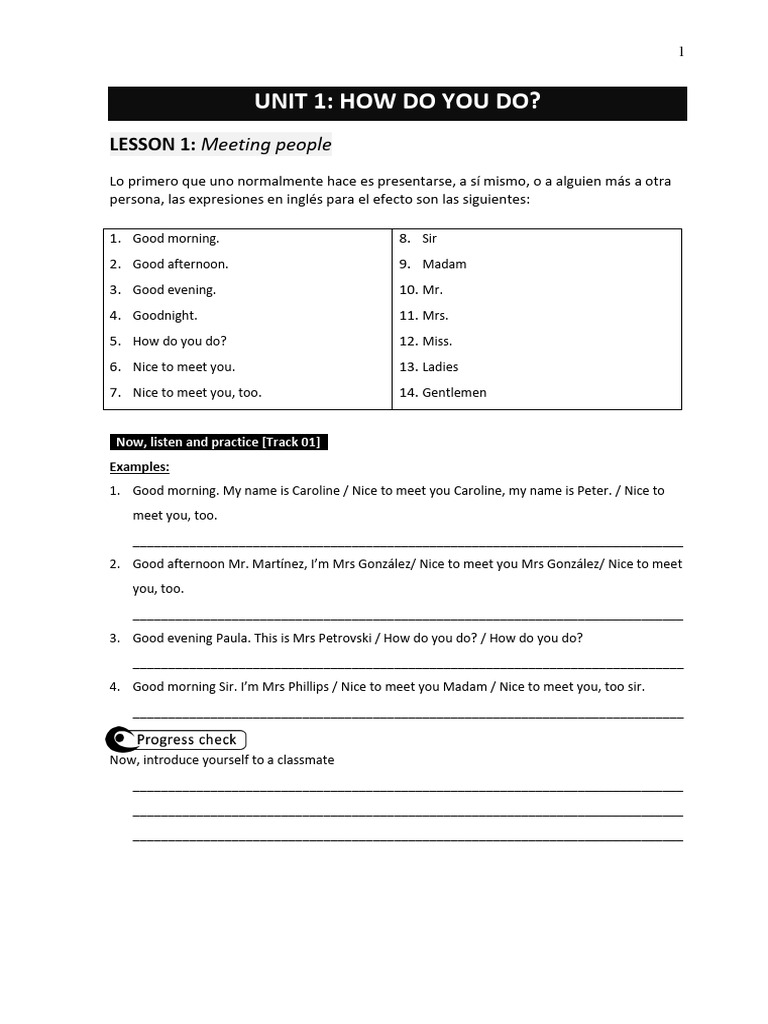 Teens - Beginners. (SB) - U1. How Do You Do | PDF